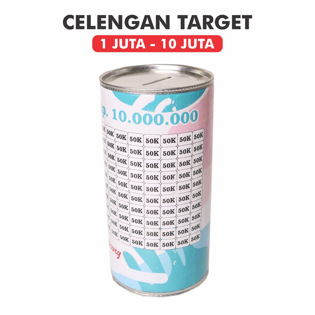 Jual Celengan Target Viral 10 Juta Permanen Bahan Kaleng Ukuran Sedang ...
