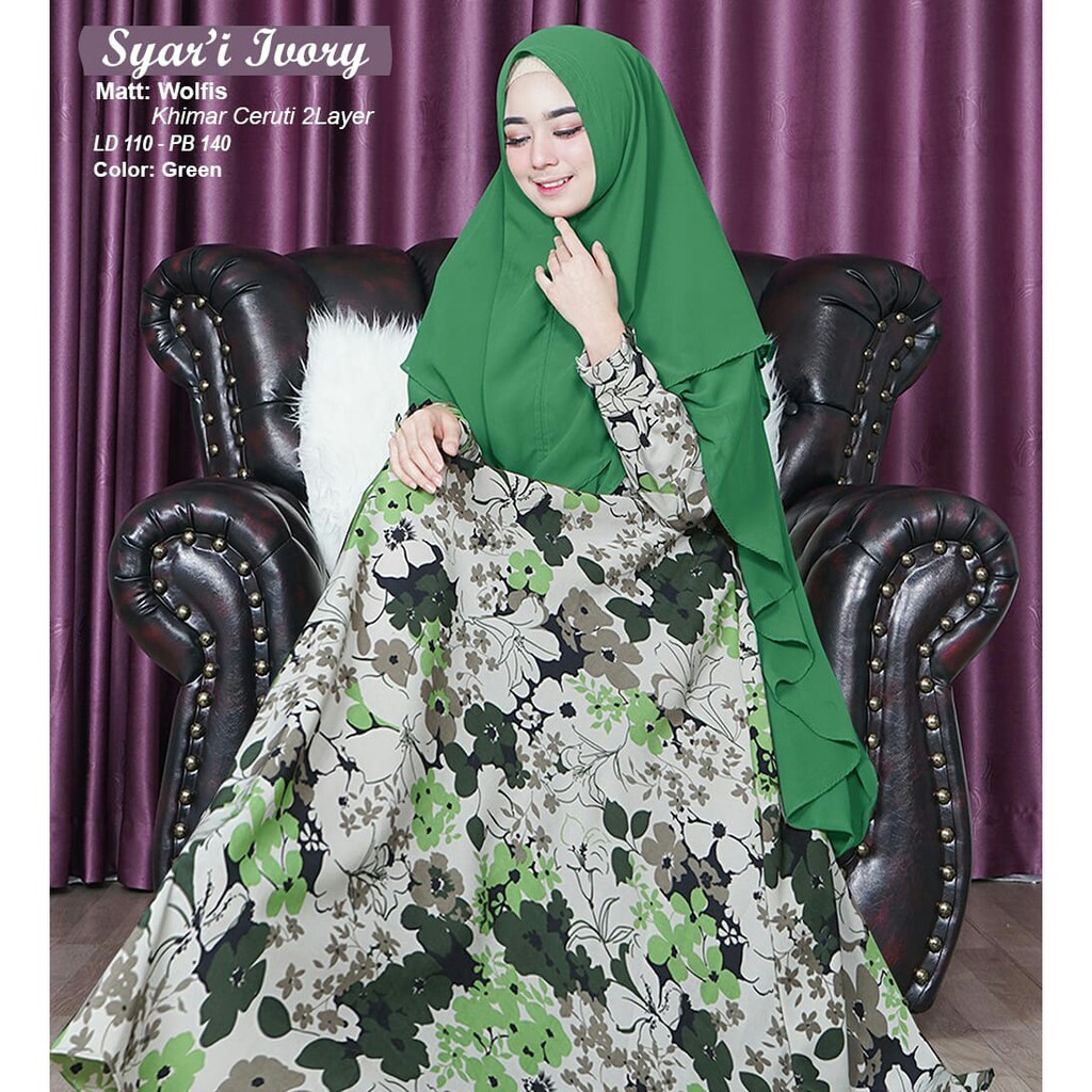 Jual syari monalisa busui gamis maxi monalisa aufa hijau | Shopee Indonesia