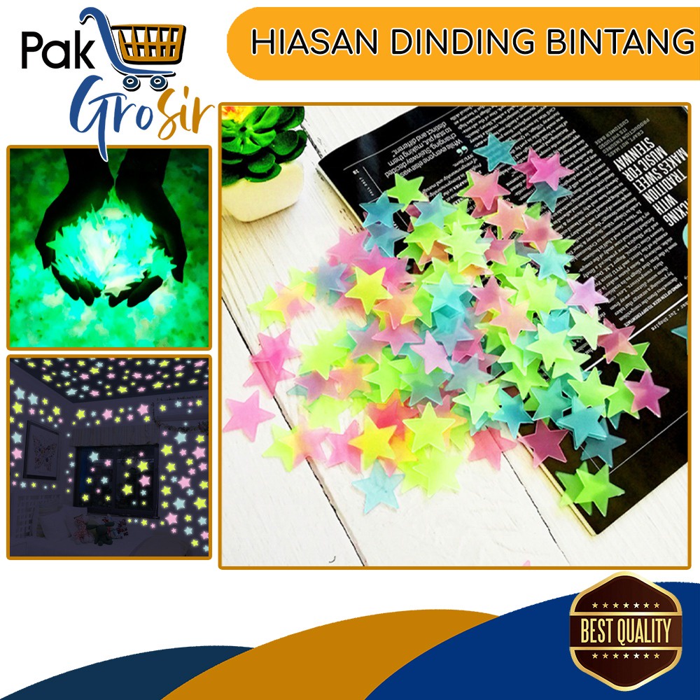 Jual Hiasan Dinding Star Wall Sticker Stiker Bintang Glow in the Dark ...