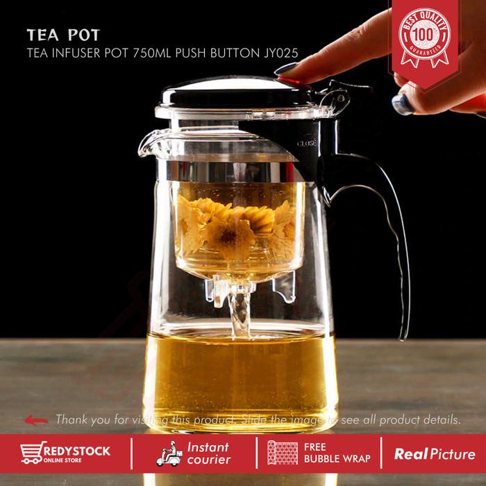 Jual Tea Infuser Pot 750Ml Push Button | Teko Teh Saringan Kaca - Jy025 ...