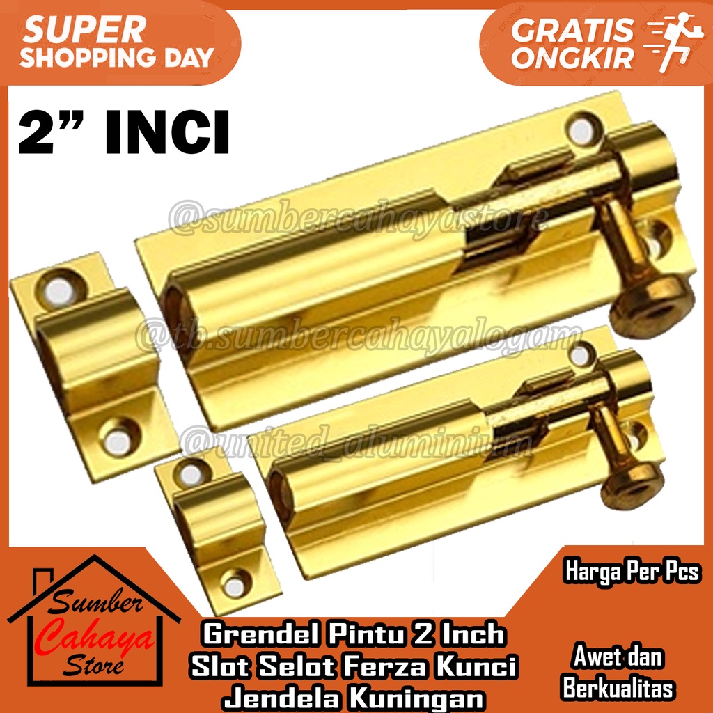Jual Grendel Pintu 2 Inch Slot Selot Ferza Kunci Jendela Kuningan ...