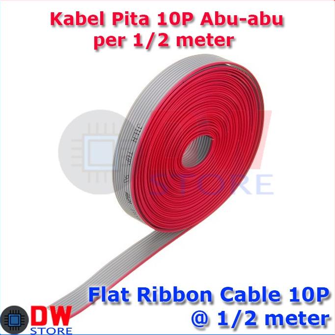 Jual Flat Cable / Kabel Pita 10p Abu - Abu IDC 10 pin @ 0,5 Meter dw ...