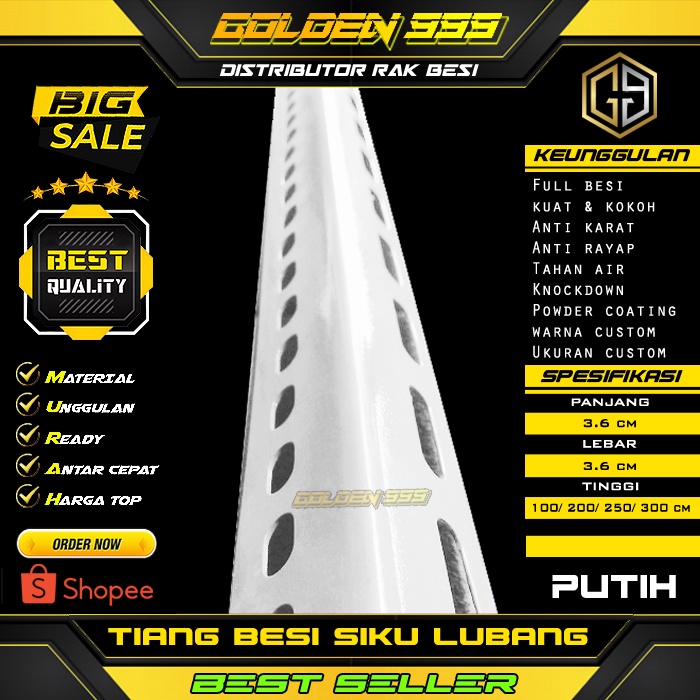 Jual Tiang besi siku lobang rak besi 4x4 I Harga per 1 batang tinggi 1 ...
