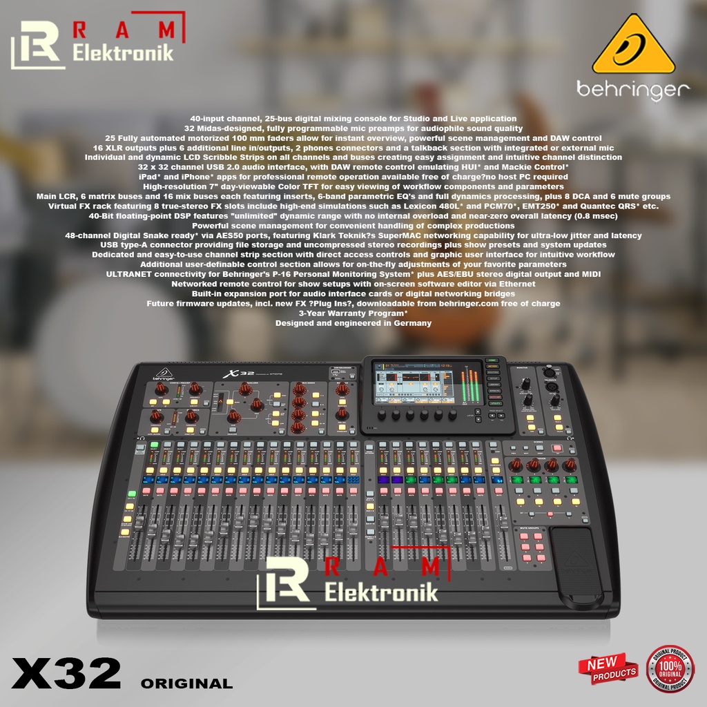 Jual Mixer Digital BEHRINGER X32 40 Input Channel, 25 Bus For Studio ...