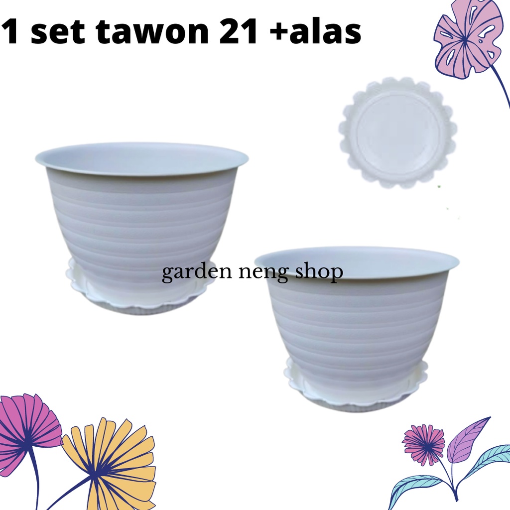 Jual (1 SET) Pot bunga SUPER TAWON 21 dengan Tatakan Alas pot tawon 20 ...