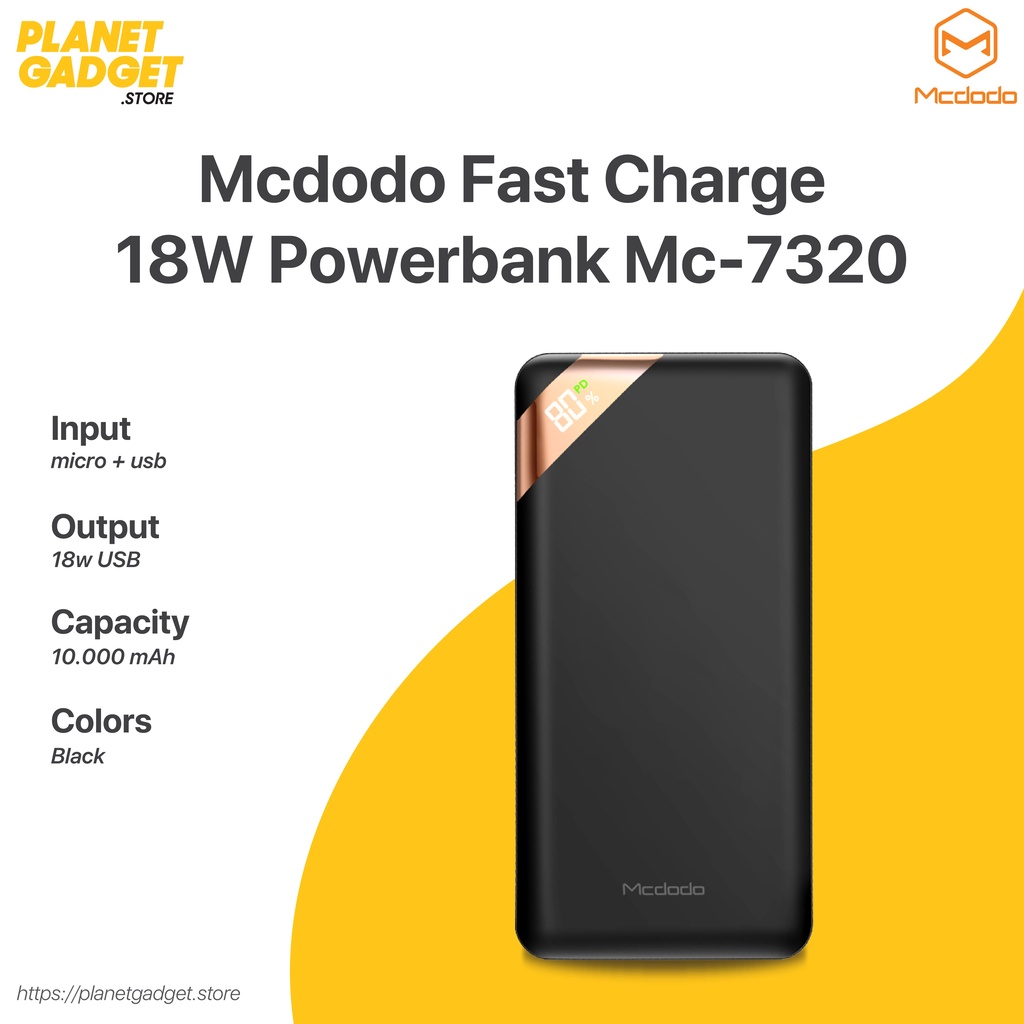 Jual Mcdodo Fast Charge 18W Pb 10.000 Mah Mc-7320 Black | Shopee Indonesia