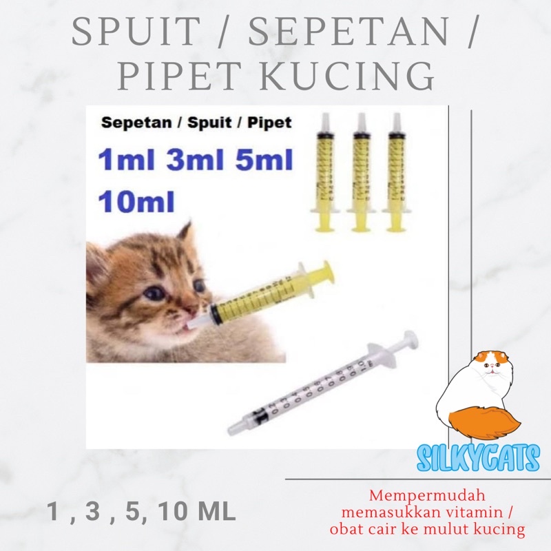 Jual spuit / spetan / pipet vitamin kucing satuan .1 cc , 3cc / 5ml ...