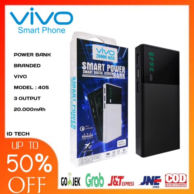 Jual PB Powerbank Power Bank Power Beng Vivo 20.000mAh 3 USB Output LED ...