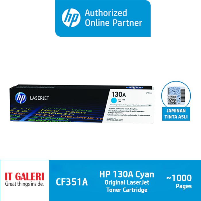 Jual HP Toner Printer Original 130A Cyan (CF351A) | Shopee Indonesia