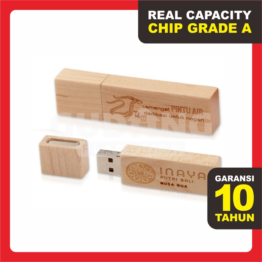 Jual USB Flashdisk Kayu Kotak Polos 4GB 8GB 16GB 32GB - Souvenir ...