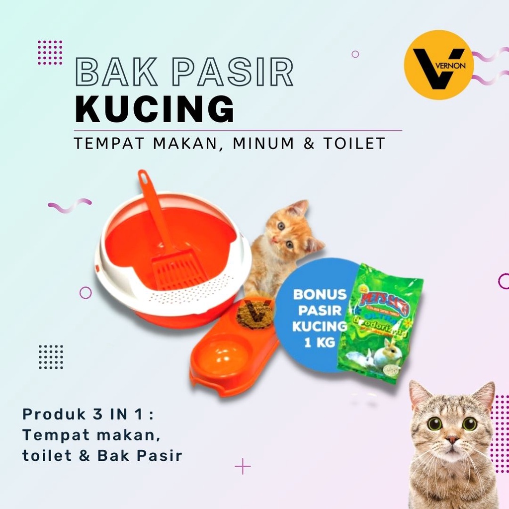 Jual Starter Kit Kucing Bak Pasir Kucing Wadah Makan Minum dan Toilet ...