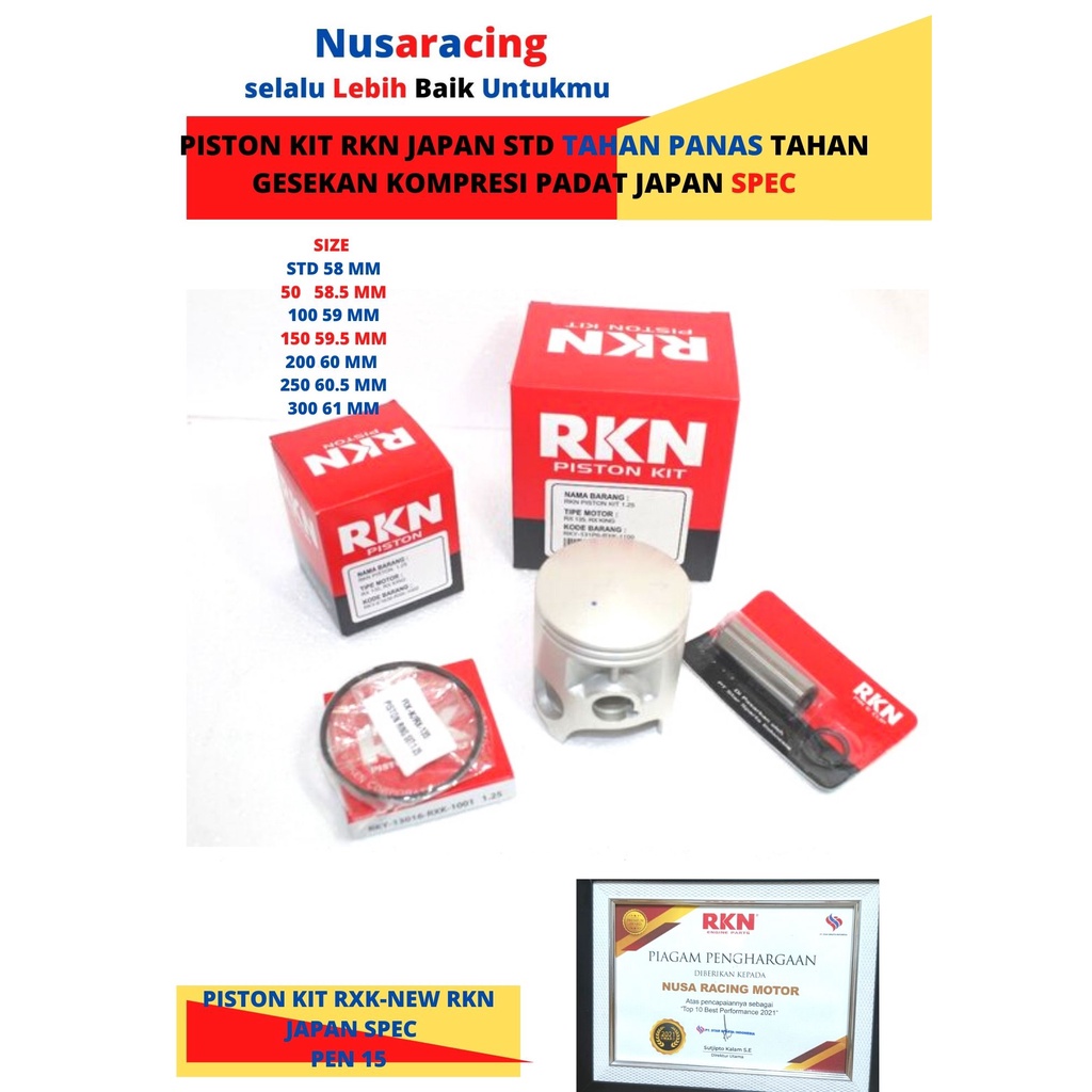 Jual PISTON KIT RX KING RX K SIZE STD 50 100 150 200 250 300 RKN JAPAN ...