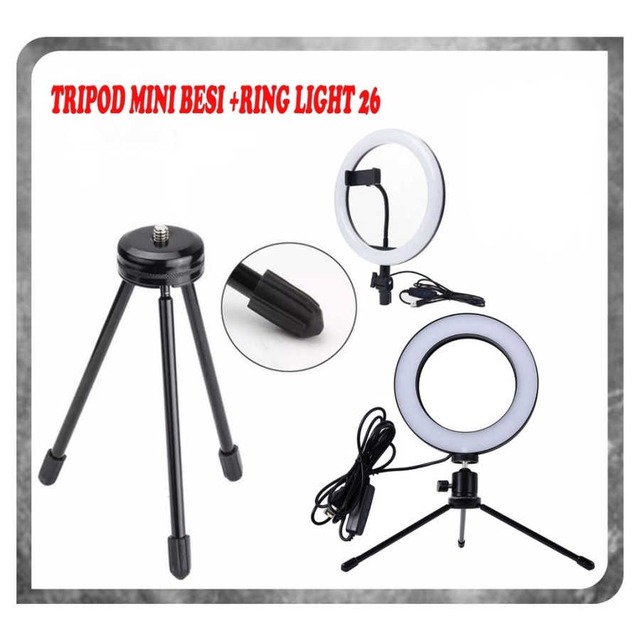 Jual Ring light Tripod Ring Light 26cm tripod Halo Ring Light LED ...
