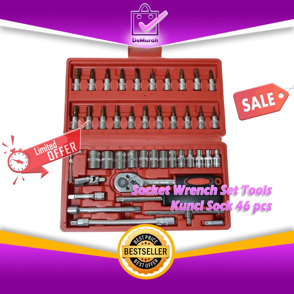 Jual Socket Wrench Set Tools / Kunci Sock 46 pcs / Sok 46 in 1 | Shopee ...