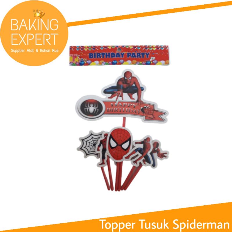 Jual Topper Cake Tusuk Happy Birthday superhero toper hiasan kue karakter hero spiderman ...