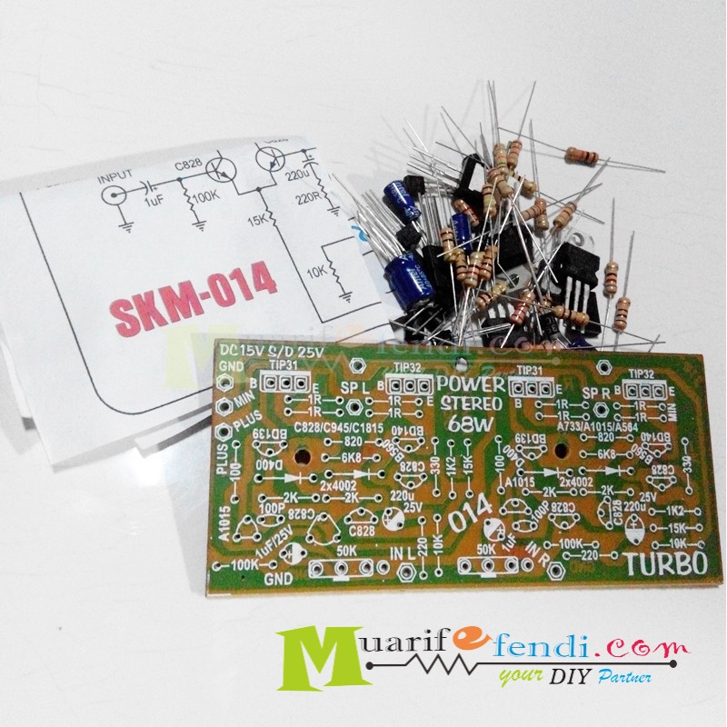 Jual PAKET DIY Power Amplifier Stereo 68Watt Final TIP31 dan TIP32 ...