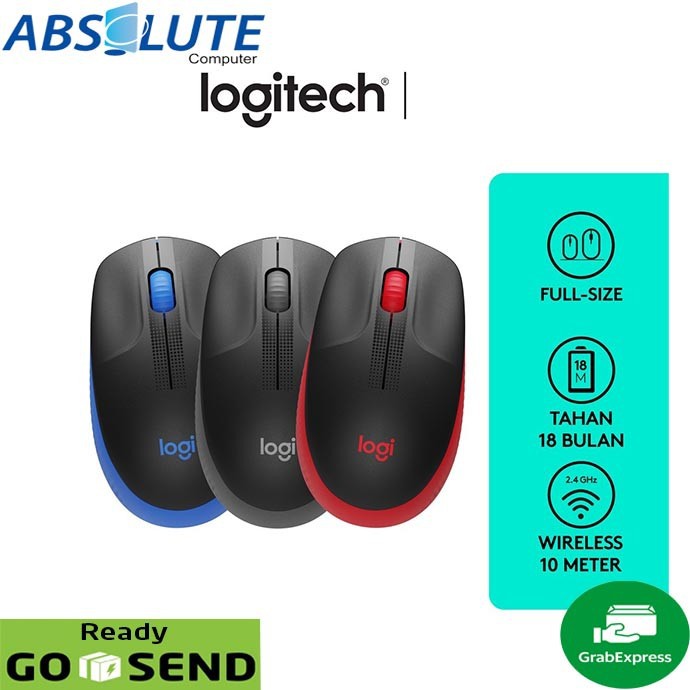 Jual Logitech M190 Original Wireless Mouse Full Size 3 color M 190 USB ...