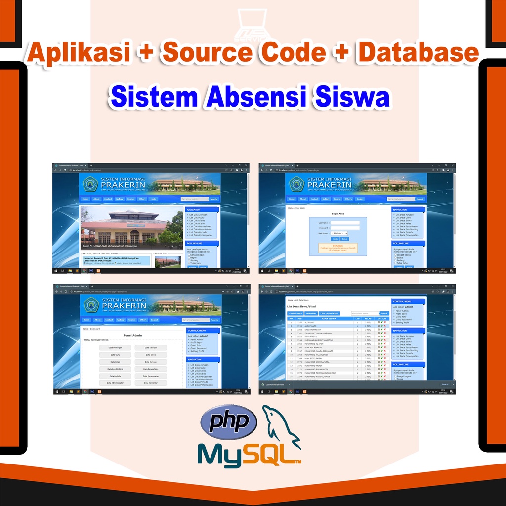 Jual Source Code PHP Mysql Sistem Absensi Siswa Sistem Akademik ...