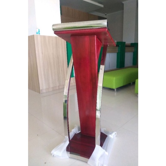 Jual podium kayu jati minimalis modern kombinasi stainless | Shopee ...