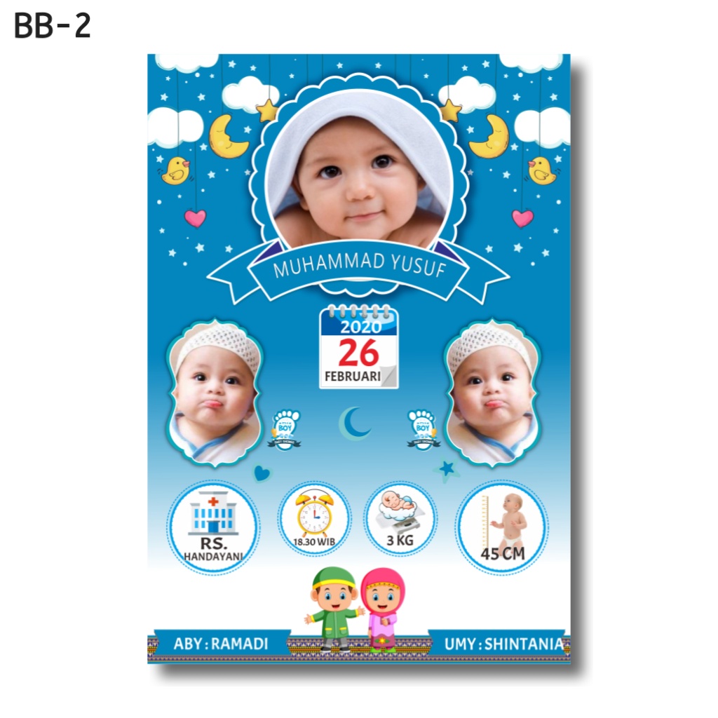 Jual Desain Biodata Bayi + Cetak Bingkai 11R Bio Baby - Biodata ...