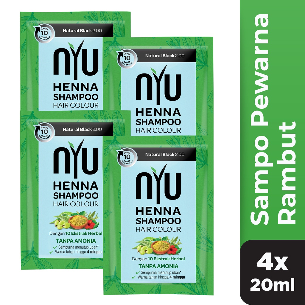 Jual NYU Henna Shampoo Hair Colour Natural Black - Sampo Pewarna Rambut ...