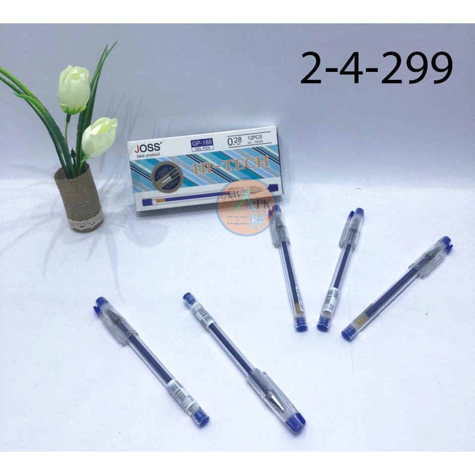 Jual Gel Pen Bulpen Gel JOSS GP-188 Warna Biru 0.28mm Murah | Shopee ...