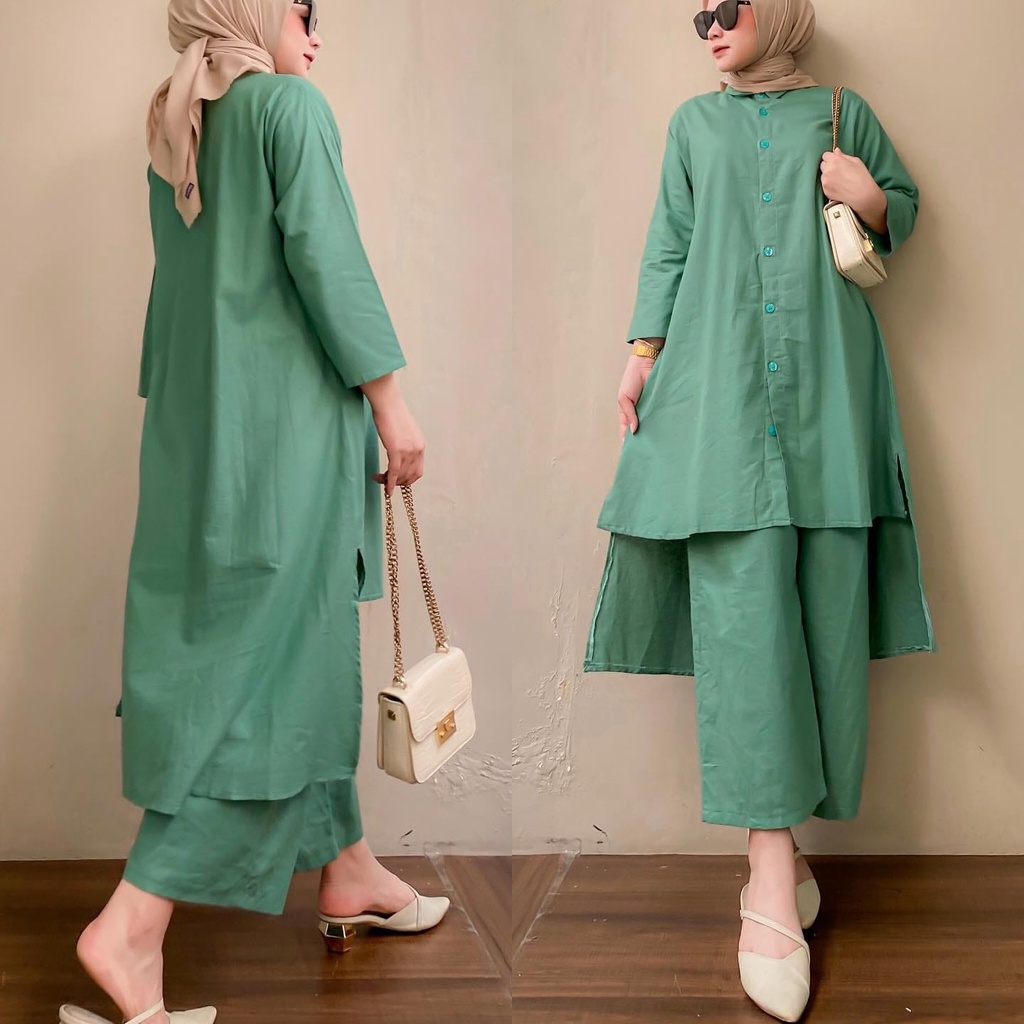 Jual Sage Green Ori Najwa Stelan Tunik Busui Atasan Bawahan Kekinian ...