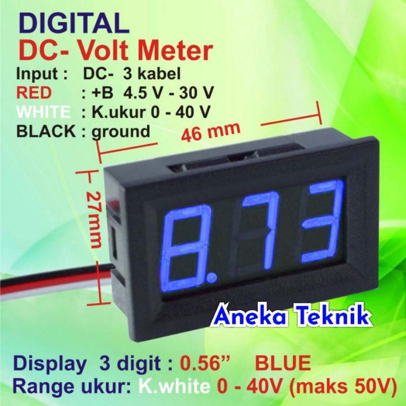 Jual Voltmeter Digital DC 0V - 40V 0,56 INCH 3 Kabel + Frame | Shopee ...