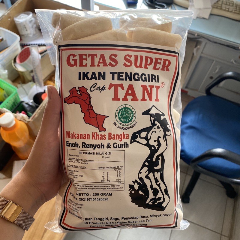 Jual Getas Bangka Panjang ikan Tenggiri Cap Tani - Snack Bangka ...