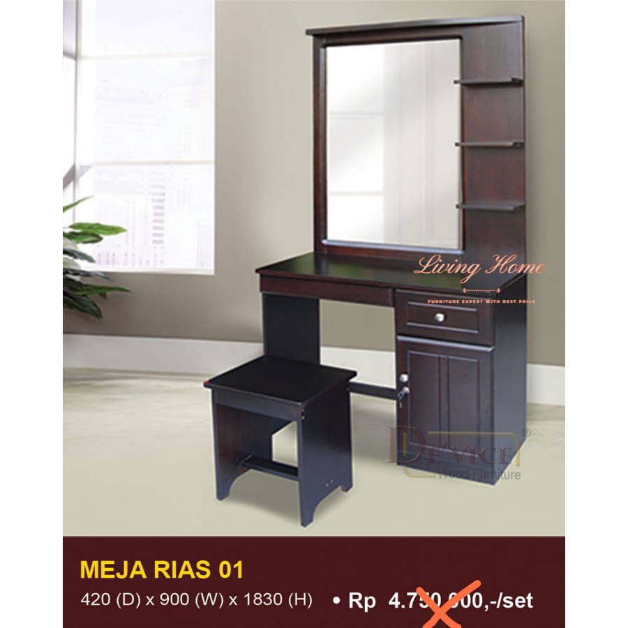 Jual Meja Rias Makeup Device 01 Dark Brown Dresser Table Meja Samping ...