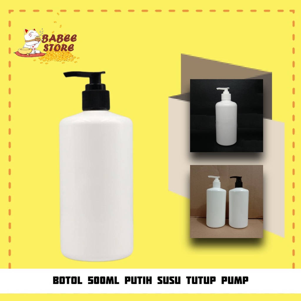 Jual BABEE - BOTOL PUTIH 500ML TUTUP PUMP NECK 28 / BOTOL PUMP NECK 28 / BOTOL SABUN / BOTOL ...