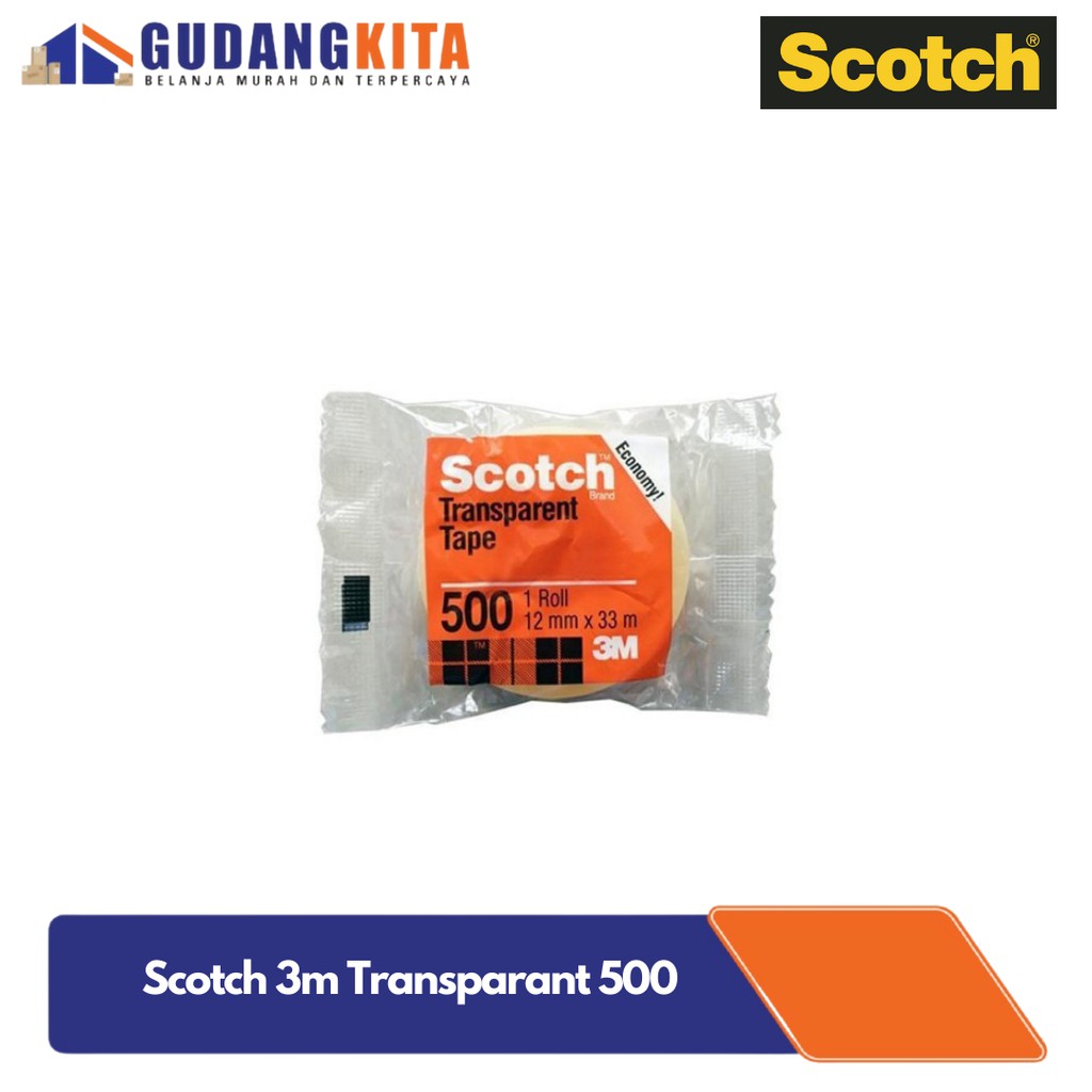 Jual Isolasi Scotch 3M Transparent Tape 500 12mm x 36m | Shopee Indonesia