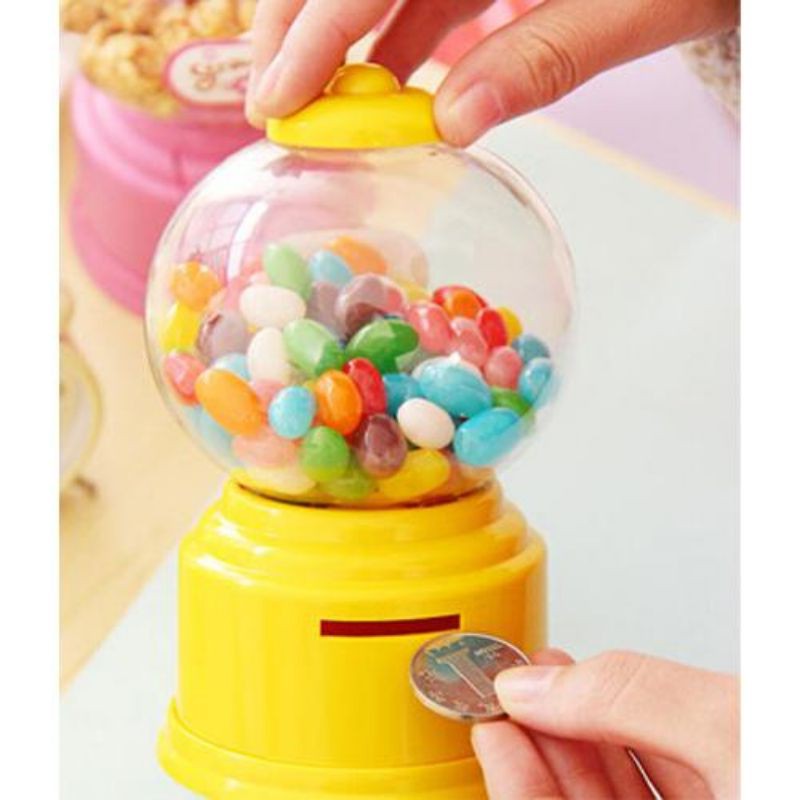Jual mainan celengan koin dispenser permen karet/coklat/kacang (kuning ...