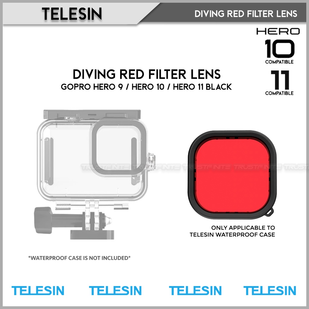 Jual TELESIN Red Filter Lens for Underwater Housing Case GoPro Hero 11 ...