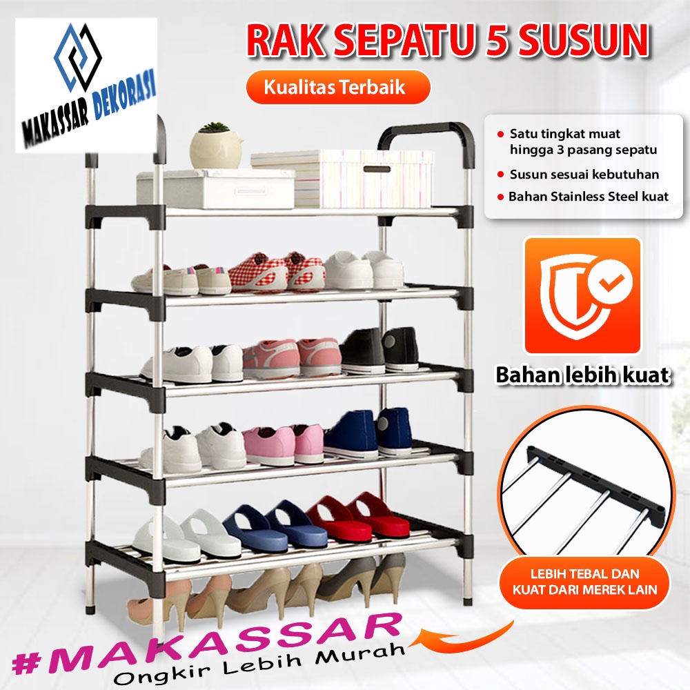 Jual Rak Sepatu Sendal Portable Serbaguna 5 Susun Tempat Sepatu Sendal ...