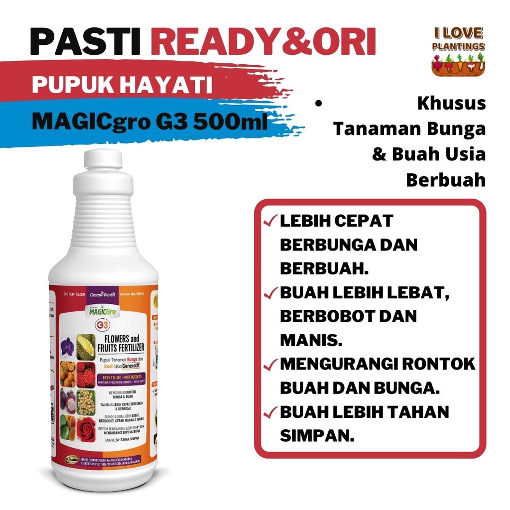 Jual Pupuk Buah Organik MagicGro G3 500ml (Untuk Bunga dan Buah) | Shopee Indonesia