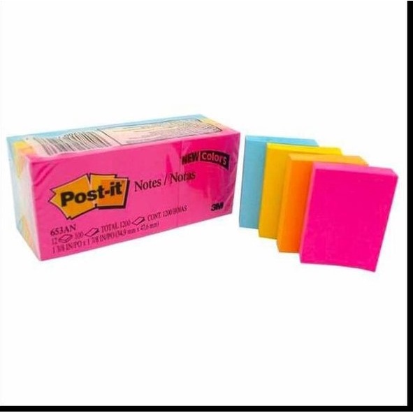 Jual STICKY NOTES POST IT 653 AN MEMO TEMPEL WARNA 40 X 50 MM ISI 100 ...