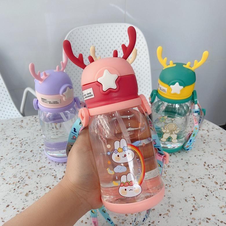 Jual Botol Minum Tali Sedotan Tanduk Rusa / Botol Minum Anak 600 Ml Bpa Free Anti Tumpah Anti ...