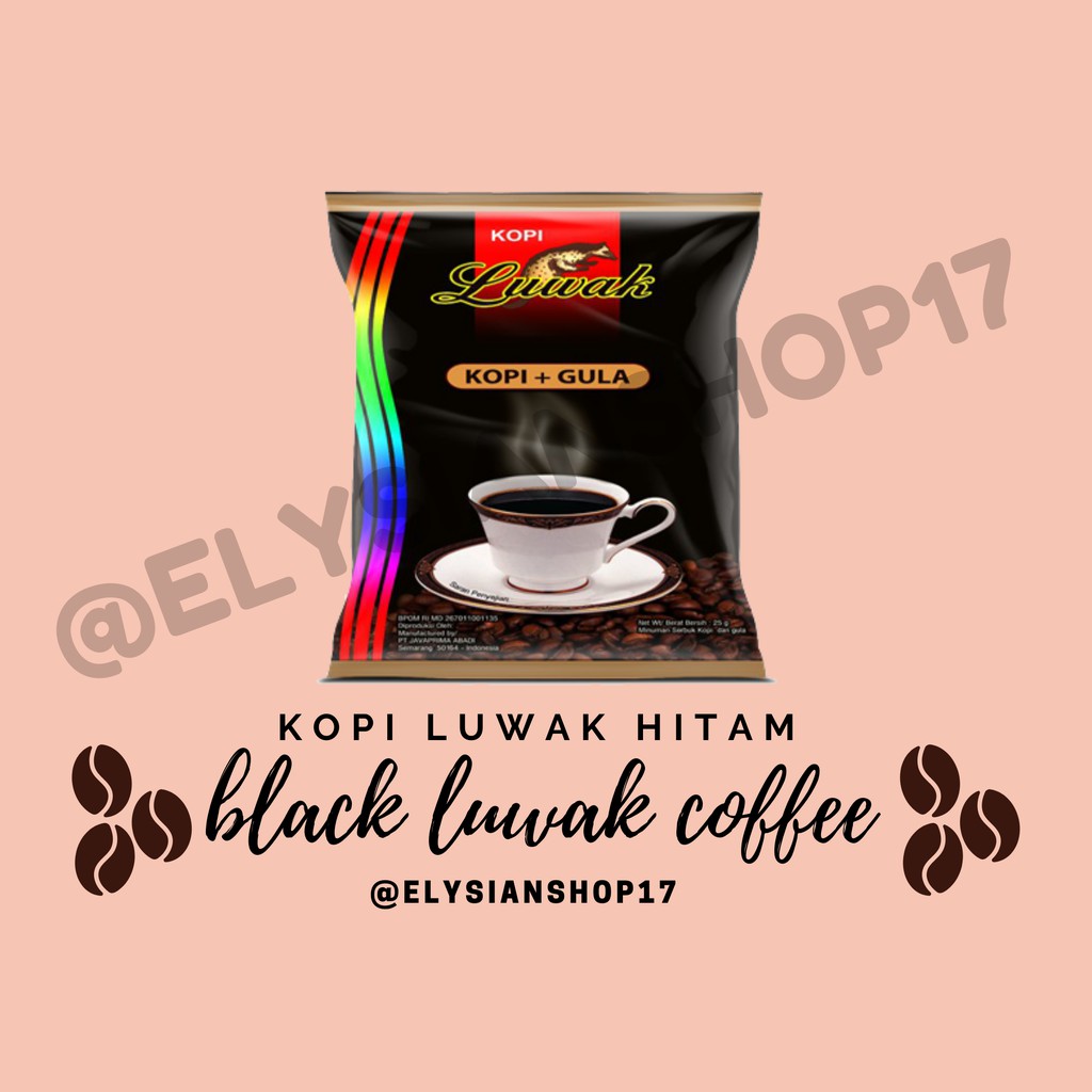 Jual Kopi Luwak Plus Gula Black Coffee/ Kopi Hitam Luwak 1 Renceng (10 ...