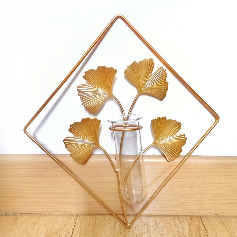 Jual Hiasan dinding Glass Golden Vase Transparan / Vas Bunga Tabung ...