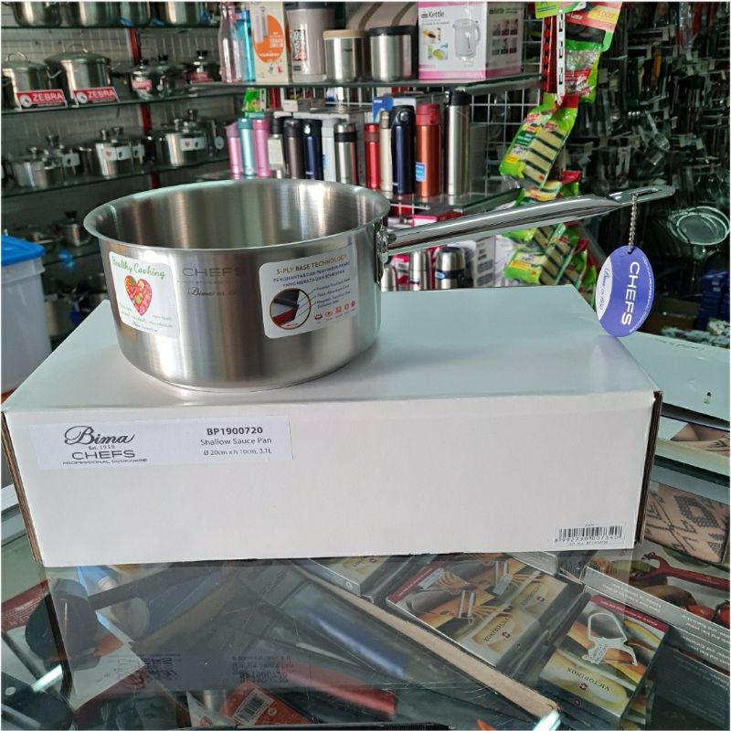 Jual BP1900720 Panci Shallow Sauce Pan D20cm Bima Chefs, SUS 304 ...