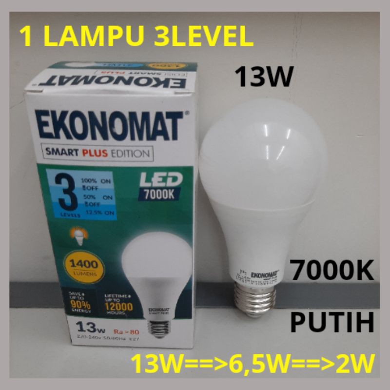 Jual lampu led SMART PLUS 13W 7000k putih daylight lampu led dim dimmer lampu 3level bohlam ...