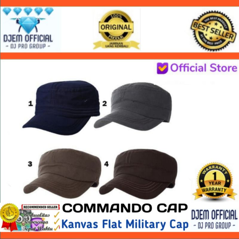 Jual Topi Komando COMMANDO CAP Kanvas Katun Flat Top Military Cap Army ...