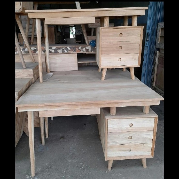 Jual Meja Belajar Atau Meja Kantor Model Retro - Meja Laci Bahan Full ...