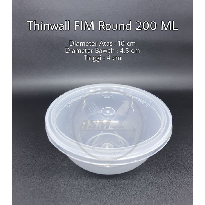 Jual Thinwall FIM Round 200 ML + TUTUP / Food Container Bulat Tahan Panas Tebal Kualitas Super ...