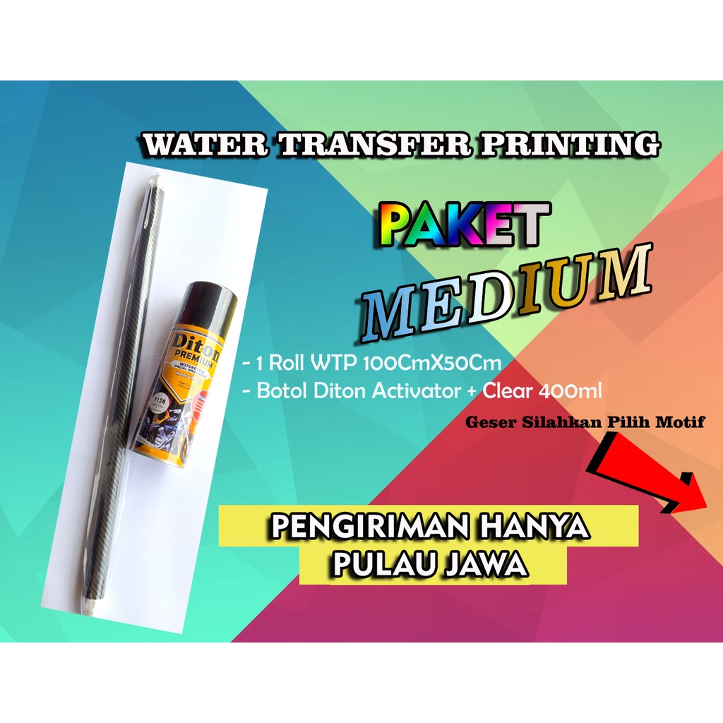 Jual Paket Carbon celup 100Cmx50Cm + Diton Activator + 400 ml Water Transfer Printing Serat ...