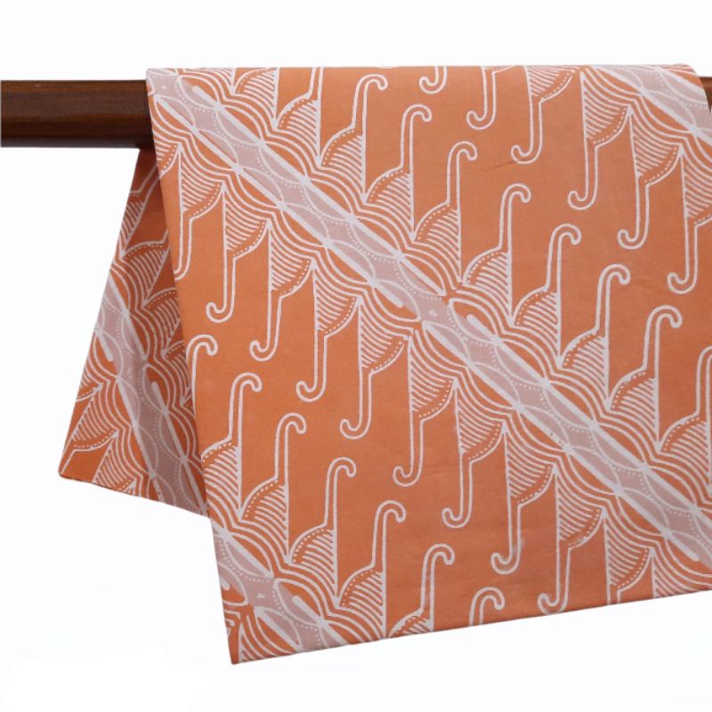 Jual kain batik cap katun 2warna coksu, orange motif liris kembar ...