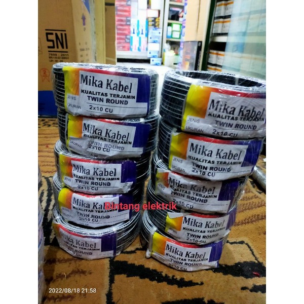 Jual Kabel serabut isi 2 (2x10 )CU Mika kabel Twin Round ( 25meter) | Shopee Indonesia