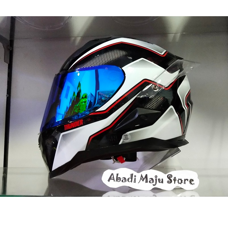 Jual Helm Snail FFS1 Motif Baru Thunder White Original | Shopee Indonesia