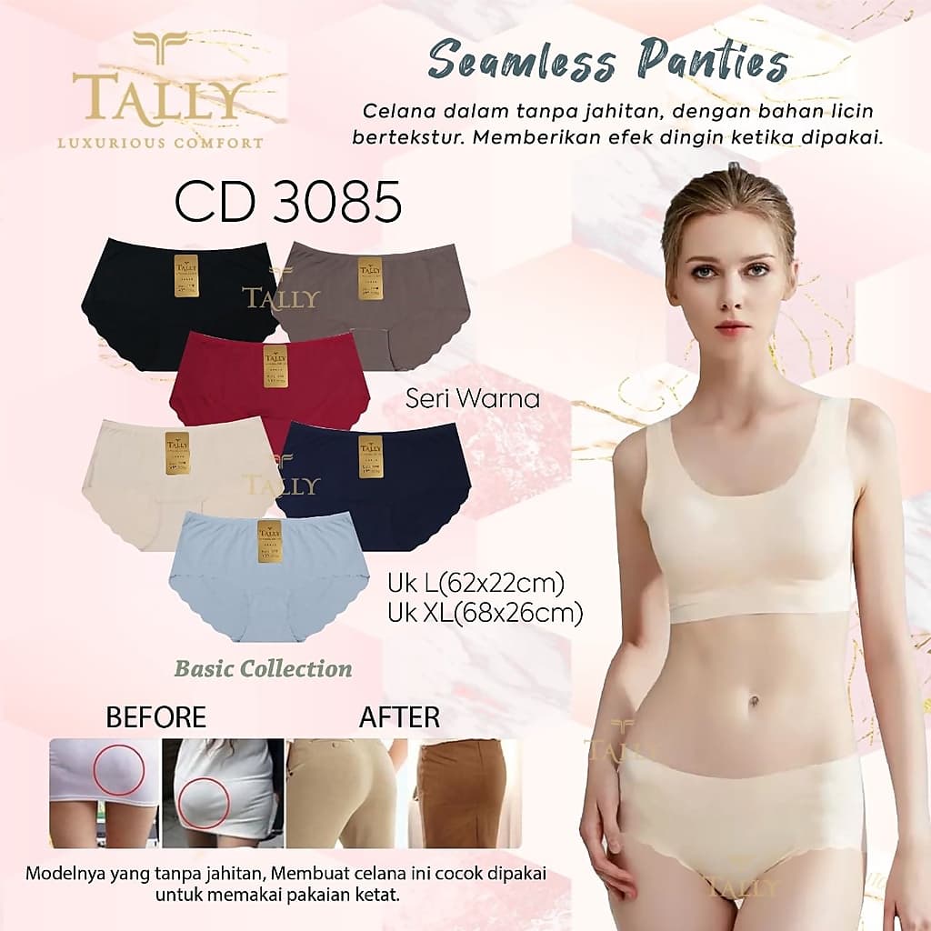 Jual TALLY CD CELANA DALAM SEAMLESS WANITA 3085 I SIZE L - XL I BAHAN NYLON | Shopee Indonesia